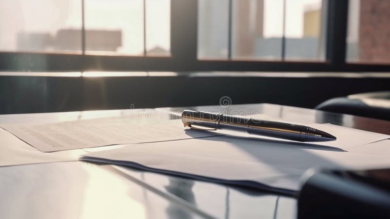 Pen on a Document in the Office. Generative AI Stock Illustration ...