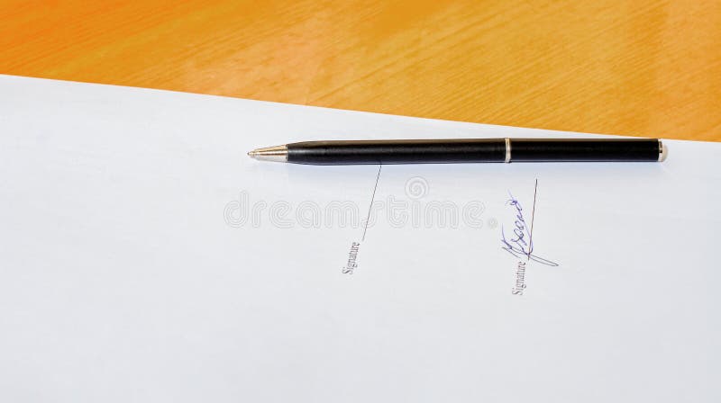 Pen and Document with Signature Stock Photo - Image of office, contract ...