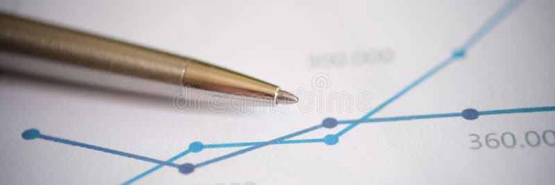 Pen on Document with Statistics Data, Graph and Chart Stock Photo ...