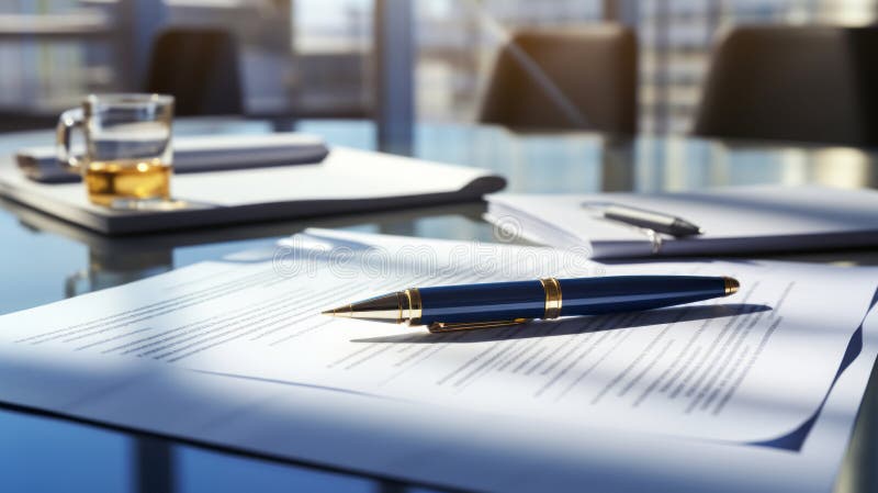 Pen and documents stock illustration. Illustration of success - 282377674