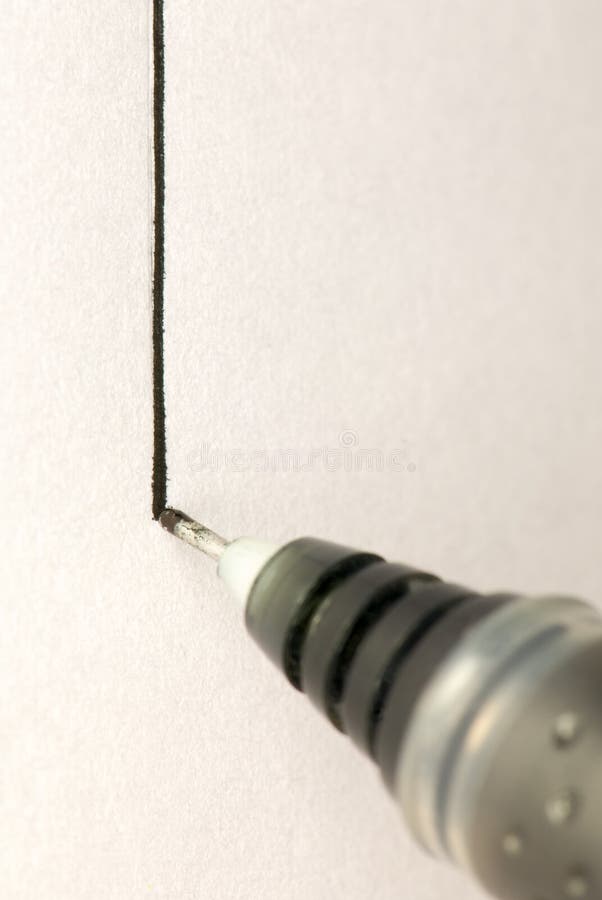 Pen Drawing a Black Line on White Paper Stock Image - Image of drawing ...