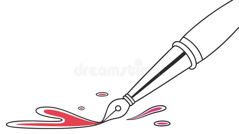 Pen with Dripping Ink, Writing & Creative Flow. Vector Design ...