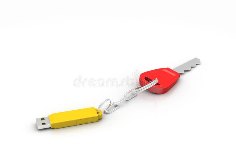 Pen drive connect with key stock illustration. Illustration of graphic ...