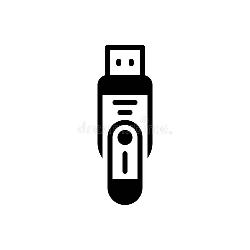 Black Solid Icon for Pen Drive, Drive and Connector Stock Vector ...