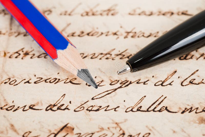 Pen en potlood stock afbeelding. Image of pagina, kras - 27459725