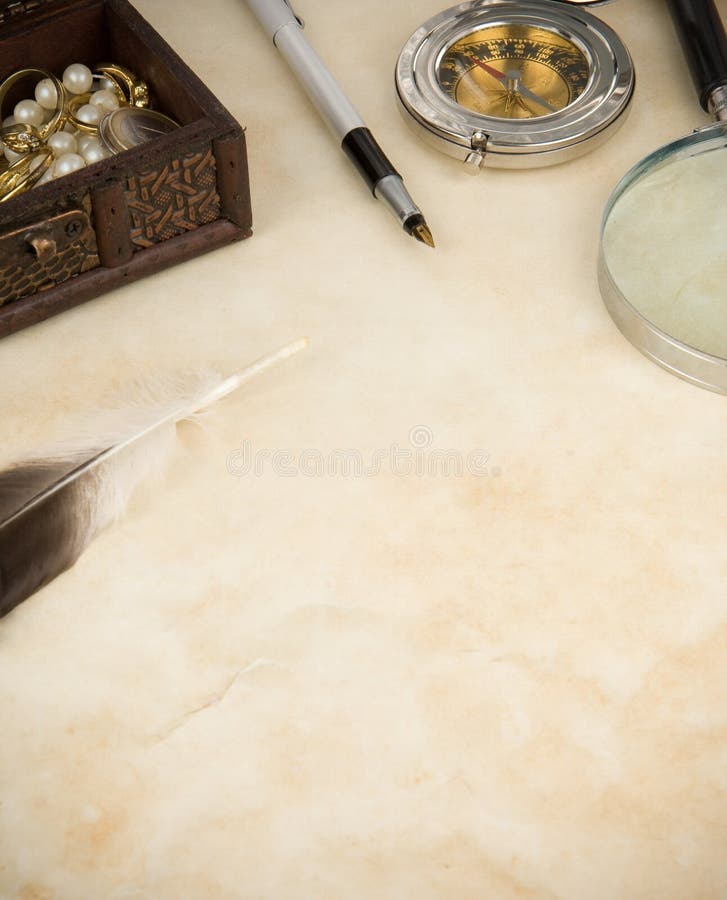 Pen en veer op papier stock afbeelding. Image of retro - 21688653