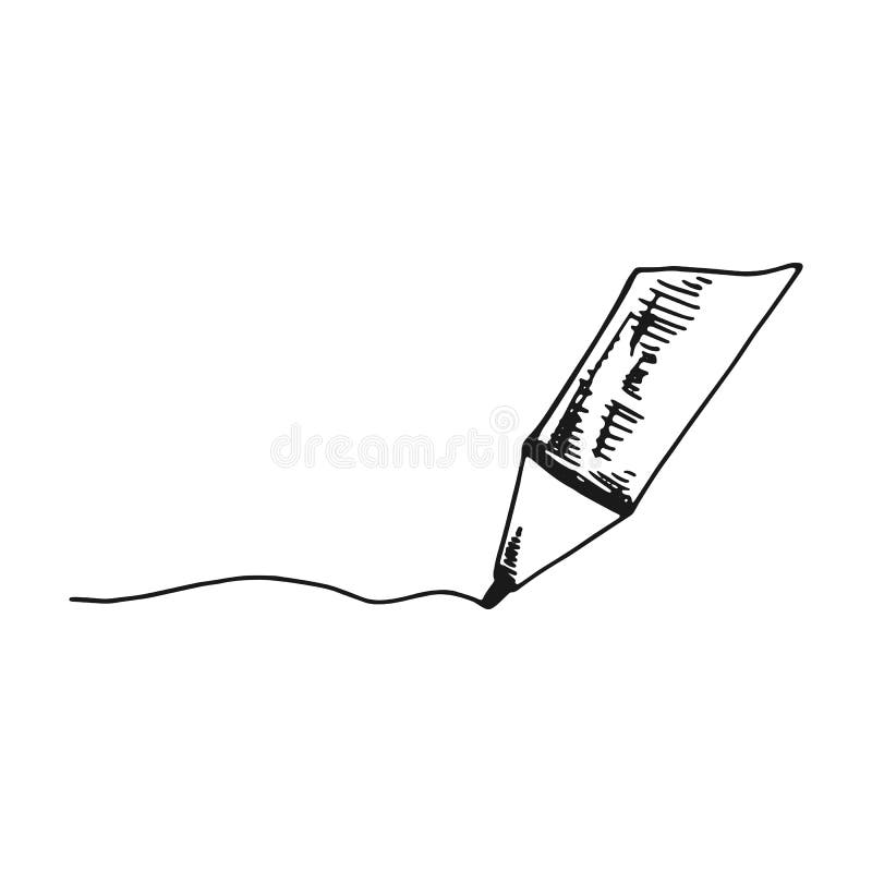 Pen Escribe El Objeto De Línea Aislado Ilustración del Vector ...