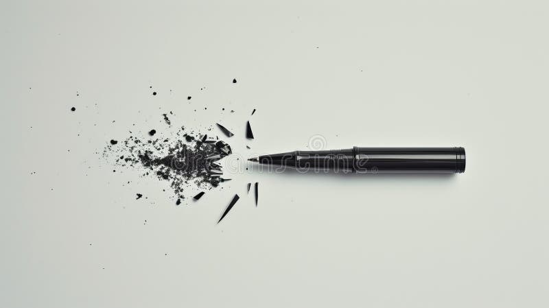 Pen Explosion, Parts and Ink Strewn about, Suggesting a Dramatic ...