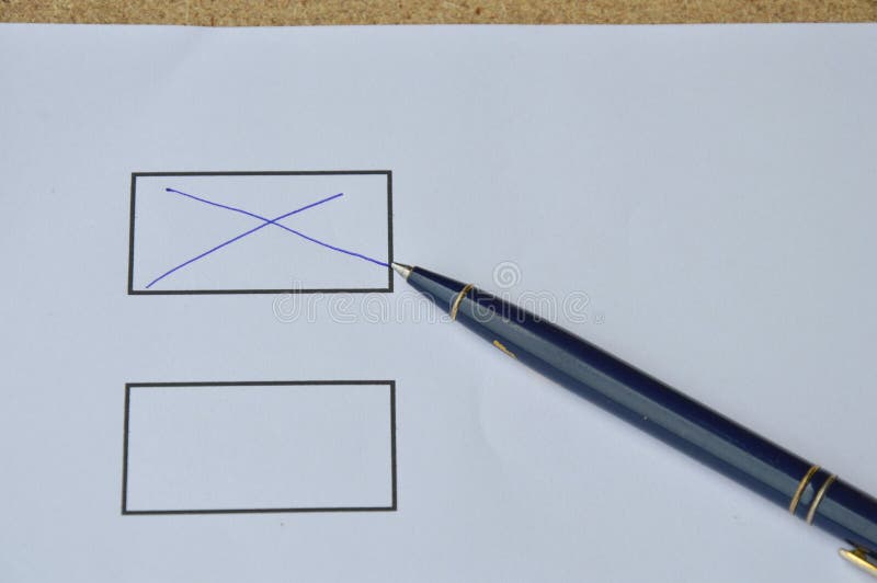 Pen Filled Cross Sign in the Blank on Paper Stock Photo - Image of ...