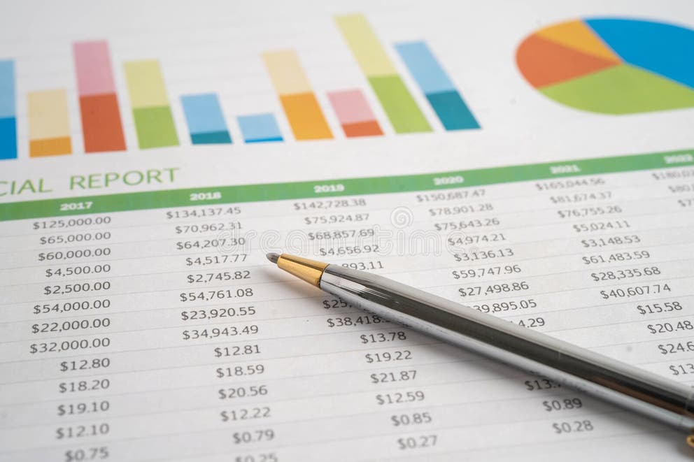 Pen on Financial Data Graph Paper in Business Stock Photo - Image of ...