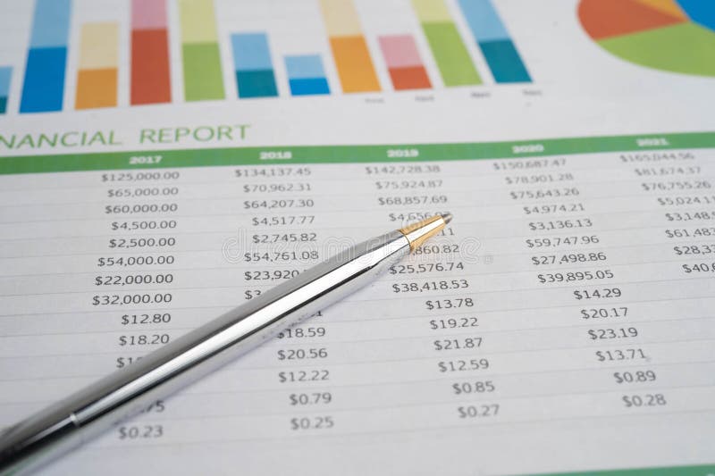 Pen on Financial Data Graph Paper in Business Stock Photo - Image of ...