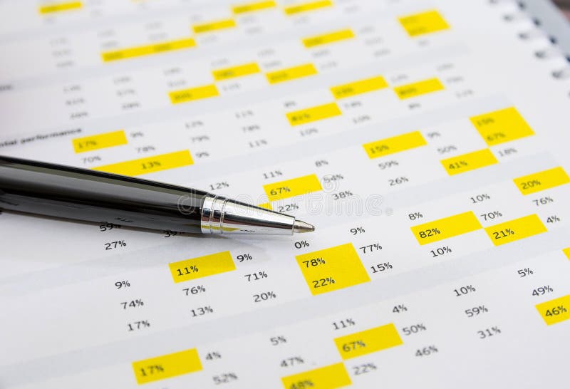 Pen on the Financial Statement. Close-up. Stock Photo - Image of ...