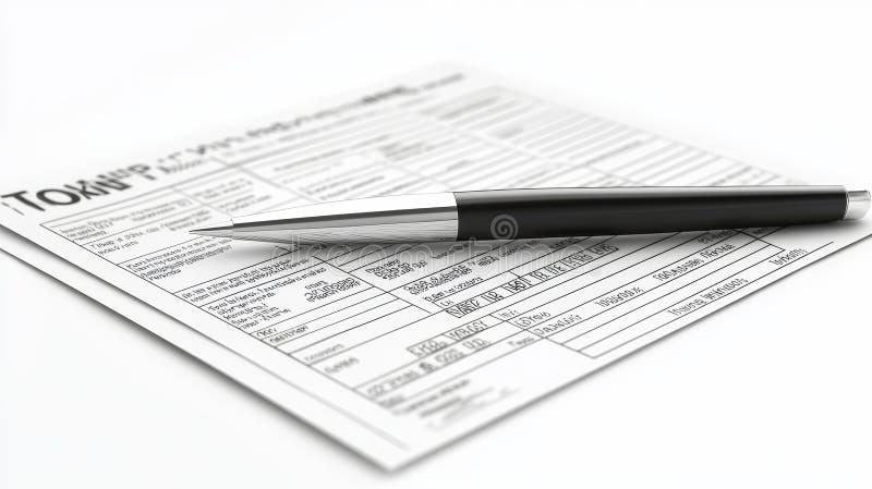 Pen on a Form Business Office Concept a Silver Pen Resting on a Blank ...