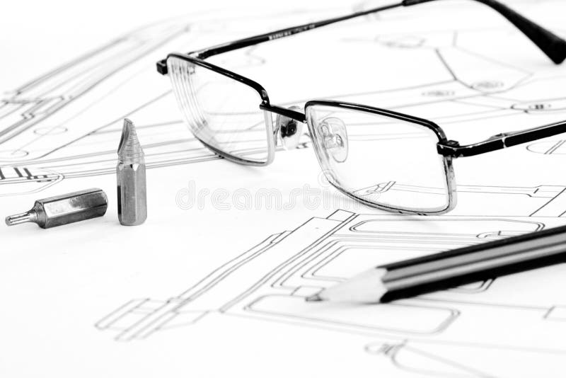 Pen and glasses stock image. Image of office, draw, pencil - 12863445