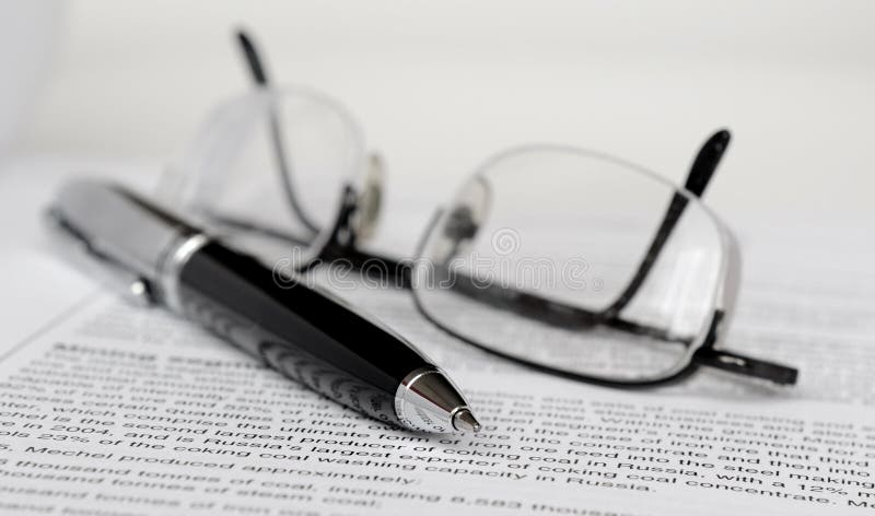 Writing: pen and glasses stock image. Image of sheet, filing - 414177