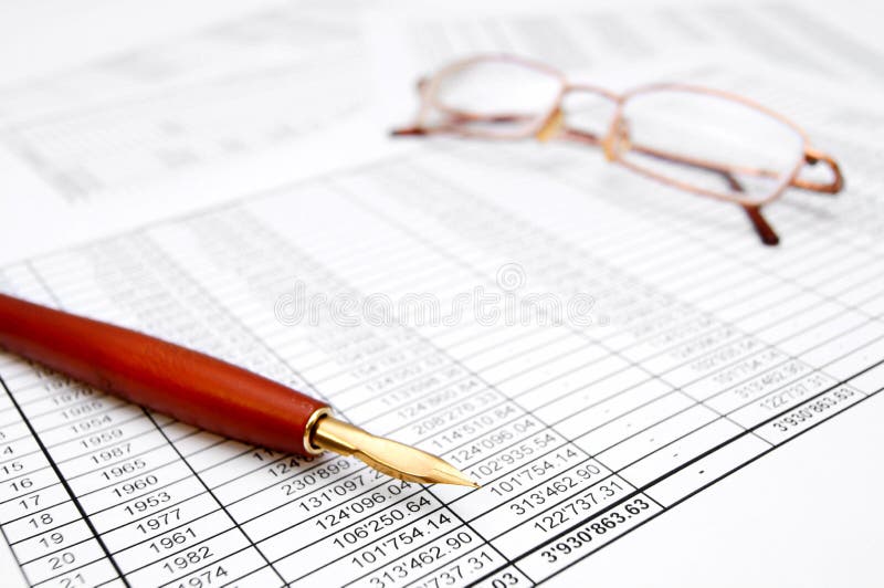 Checking Account Statement with Glasses and Pen Stock Image - Image of ...