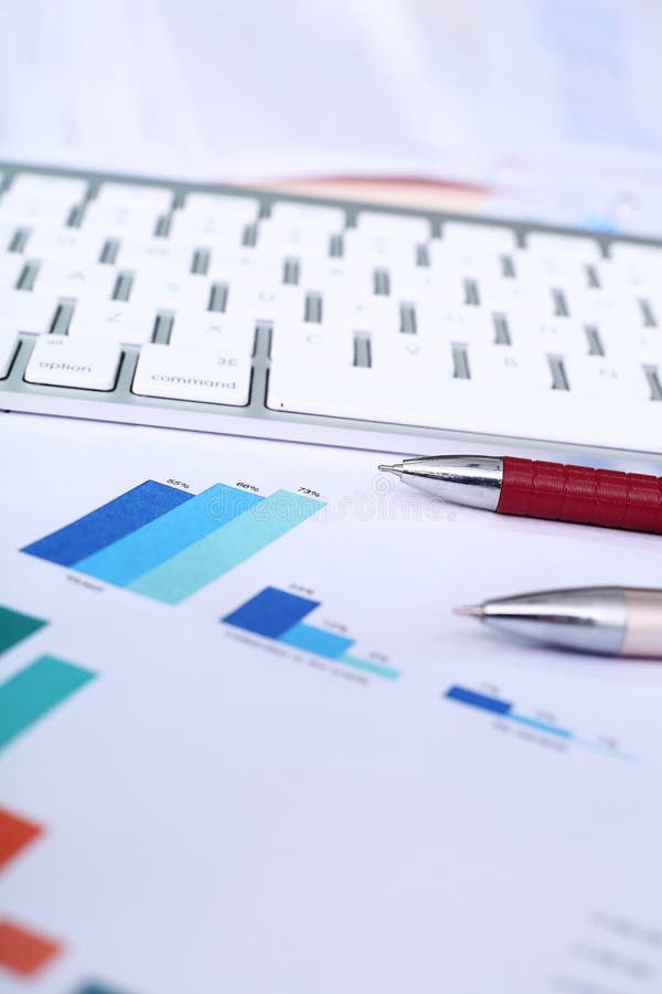 Pen and Keyboard on the Bar Graph Paper Stock Image - Image of graphic ...