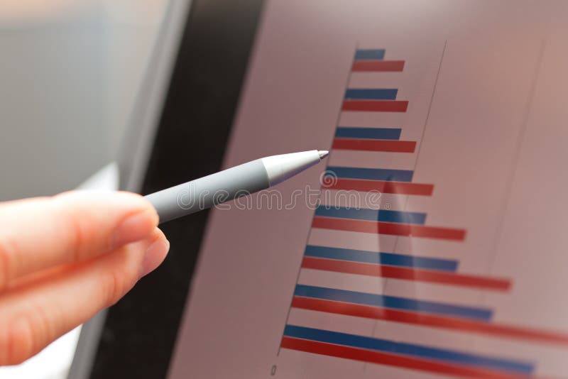 Pen, graph and screen stock image. Image of explain, close - 22129887