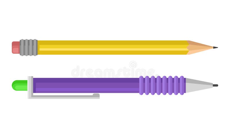Pen and Graphite Pencil As Writing or Drawing Instrument Vector Set ...