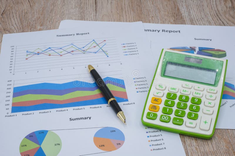 Pen Graphs and Calculators Placed on the Table. Concepts Data Documents ...