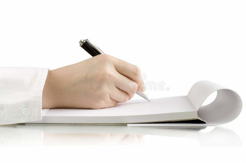 Pen in Hand Writing on the Notebook Stock Photo - Image of paper ...