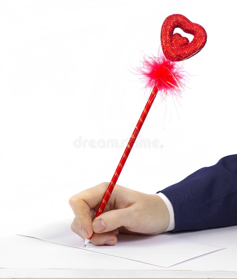 Pen with a heart stock photo. Image of office, wrote - 17994332