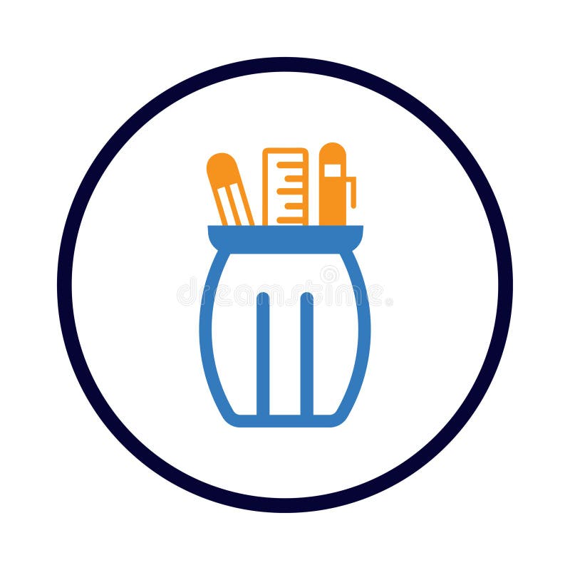 Pen, Holder, Scale, Pencil, Pot, Pen Pot, Ruler, Pen Holder Icon Stock ...