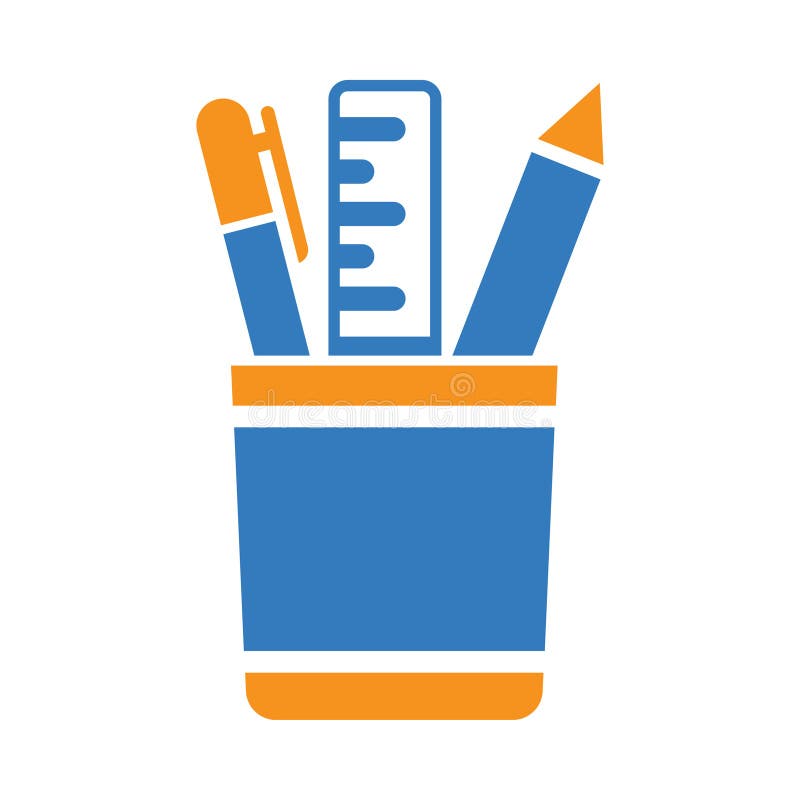 Pen, Holder, Scale, Pencil, Pot, Pen Pot, Ruler, Pen Holder Icon Stock ...