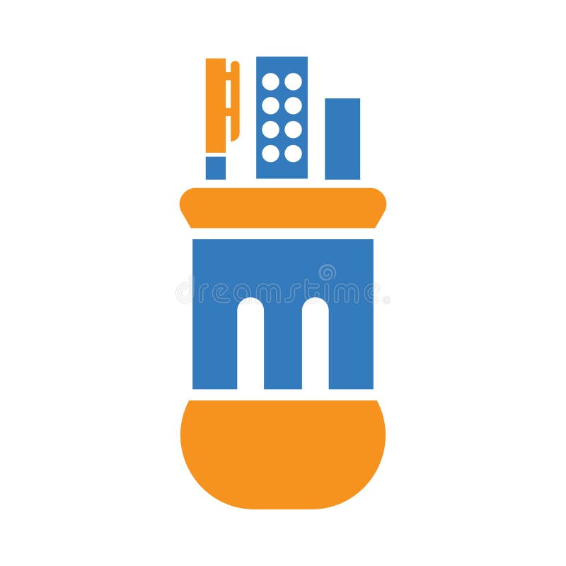 Pen, Holder, Scale, Pencil, Pot, Pen Pot, Ruler, Pen Holder Icon Stock ...