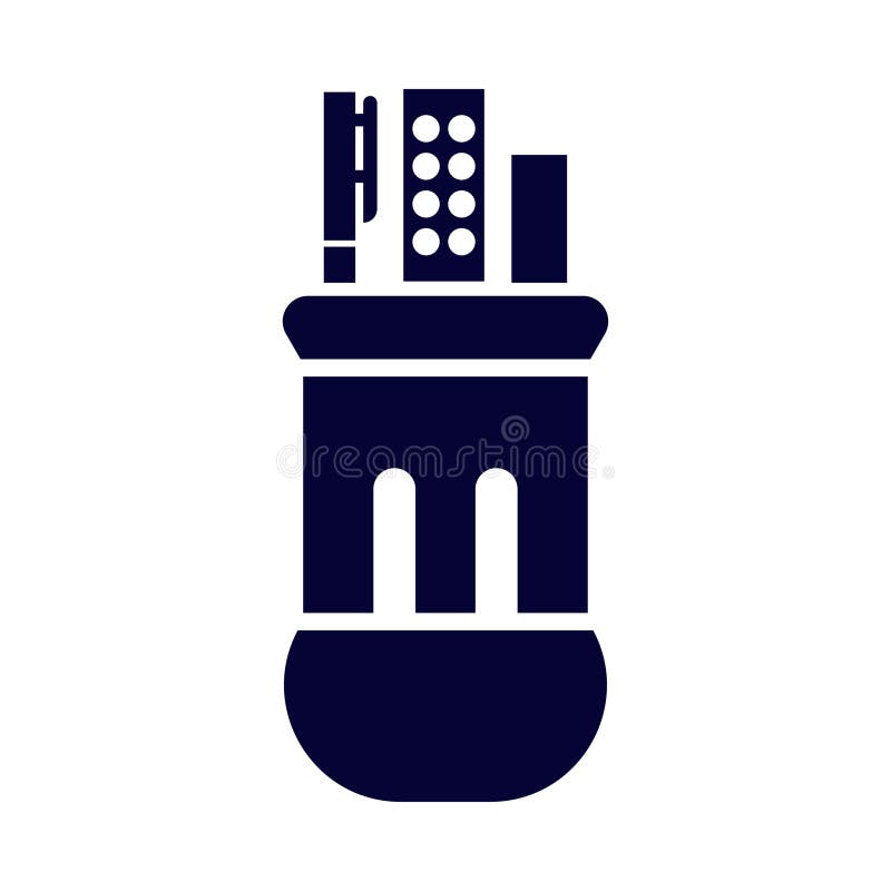 Pen, Holder, Scale, Pencil, Pot, Pen Pot, Ruler, Pen Holder Icon Stock ...