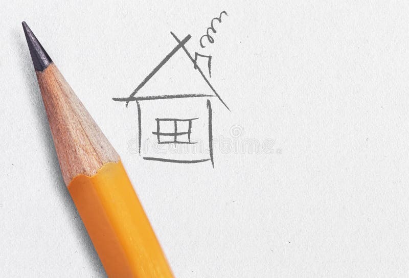 Pen and house drawing stock illustration. Illustration of home - 18401213