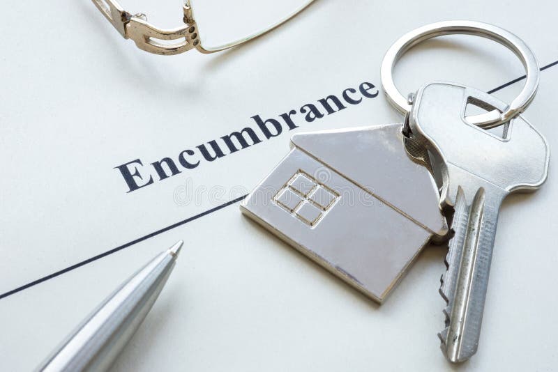 Pen, House Key and Document about Encumbrance. Stock Image - Image of ...