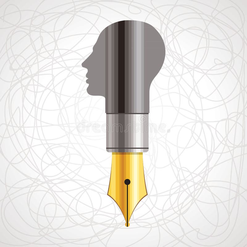Pen with human head stock vector. Illustration of invent - 28430567