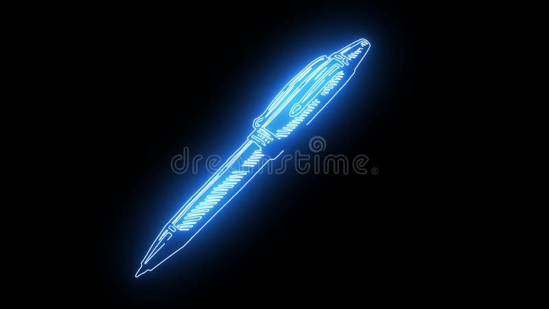 Pen Icon with Blue Neon Saber Effect Stock Footage - Video of object ...