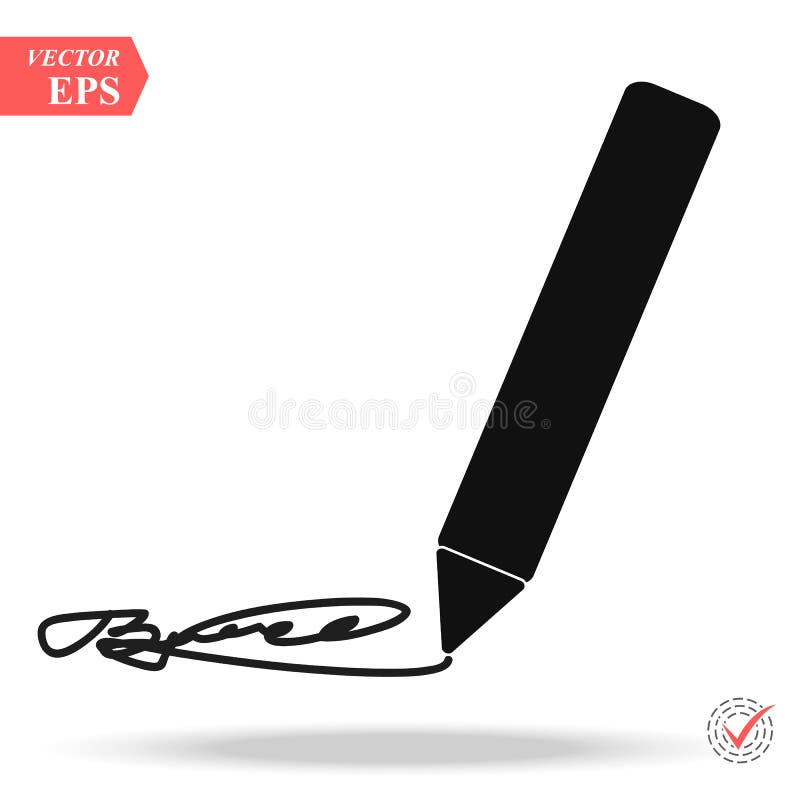 Pen Icon, Flat Pictograph Icon Design Gray Background. Vector ...