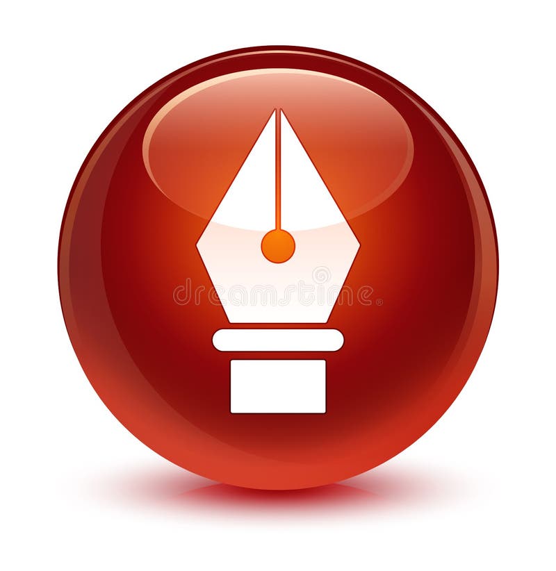 Pen Icon Glassy Brown Round Button Stock Illustration - Illustration of ...