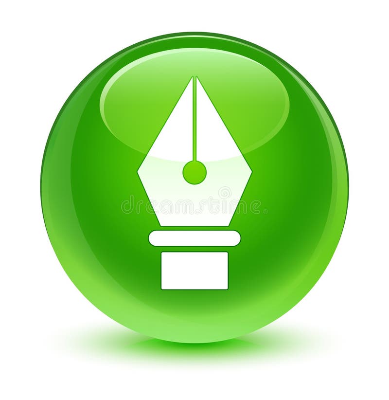 Pen Icon Glassy Green Round Button Stock Illustration - Illustration of ...