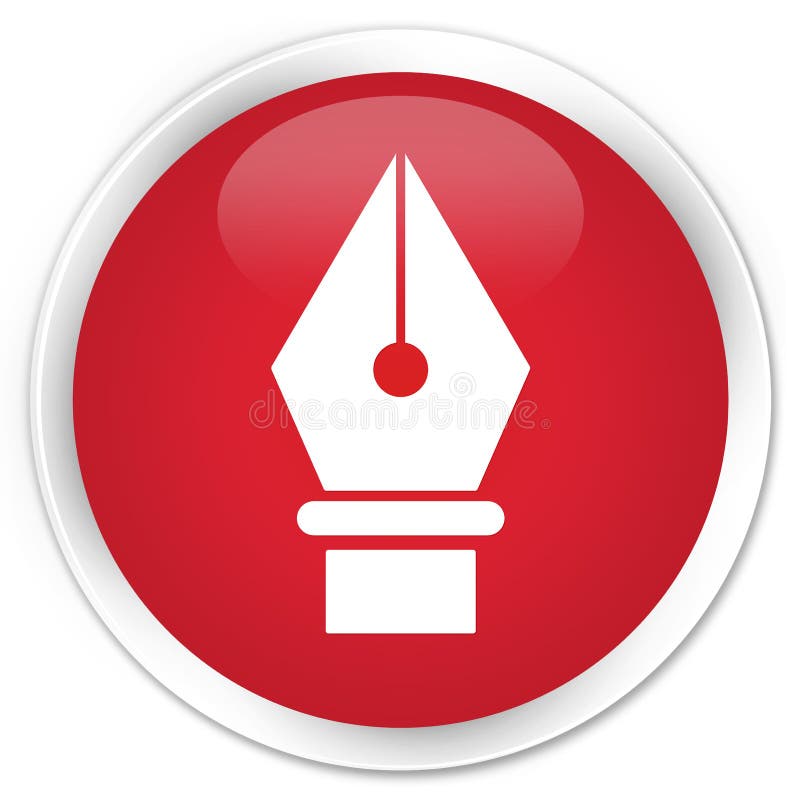 Pen Icon Premium Red Round Button Stock Illustration - Illustration of ...