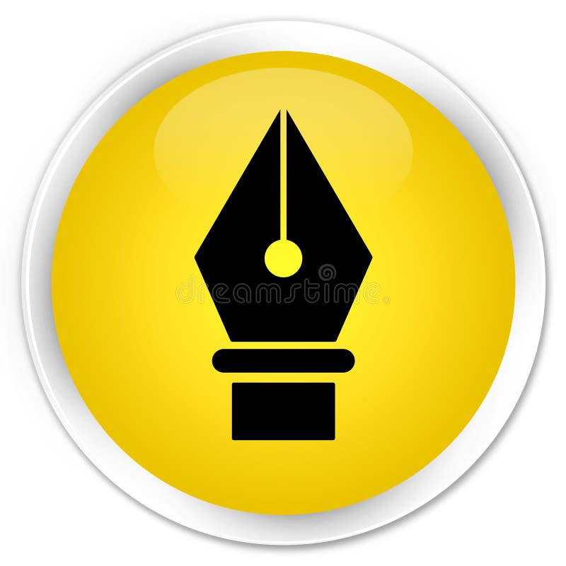 Pen Icon Premium Yellow Round Button Stock Illustration - Illustration ...