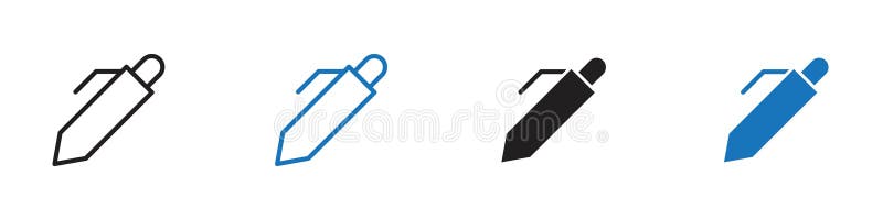 Pen Icon Vector Set Outline Stock Illustration - Illustration of ...