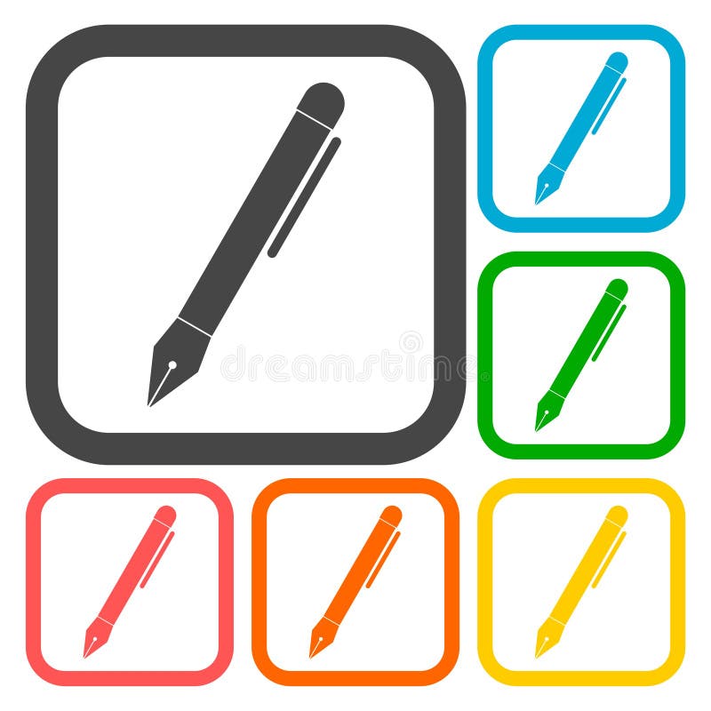 Pen icons set stock vector. Illustration of black, long - 91282953