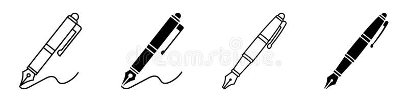 Pen Icons Versions Set in Black Flat and Line Style Stock Vector ...