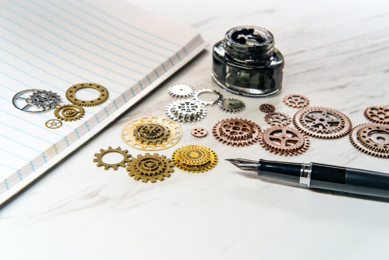 Pen Ink Gears Creativity stock photo. Image of objects - 134845174