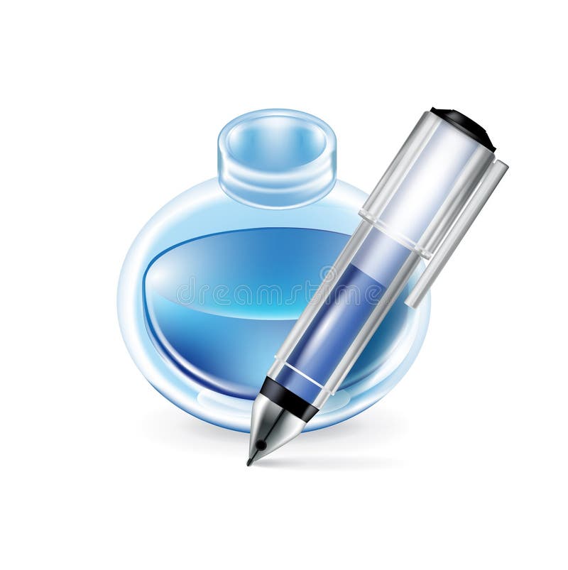 Pen and Ink Glass Container Isolated Stock Illustration - Illustration ...