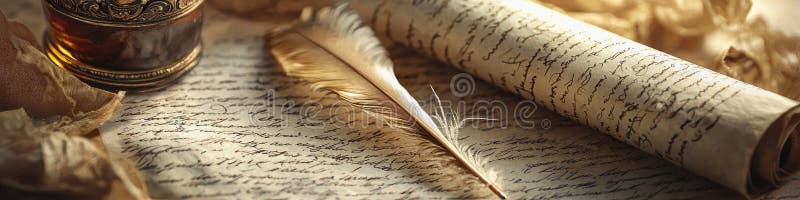 Pen Ink and Papyrus. Selective Focus Stock Image - Image of inkstand ...