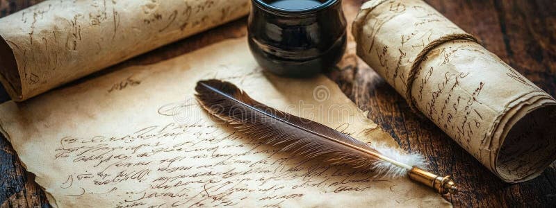 Pen Ink and Papyrus. Selective Focus Stock Photo - Image of handwritten ...