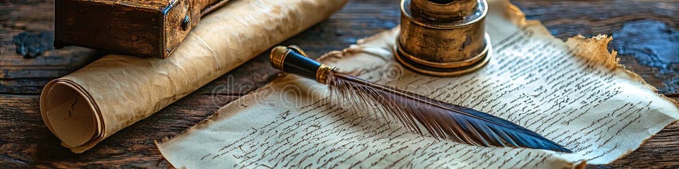 Pen Ink and Papyrus. Selective Focus Stock Image - Image of vintage ...