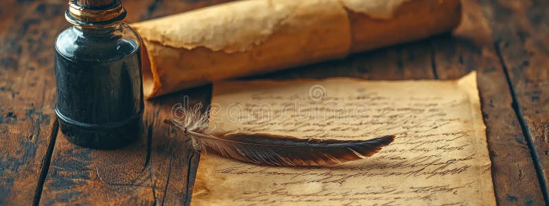 Pen Ink and Papyrus. Selective Focus Stock Image - Image of message ...