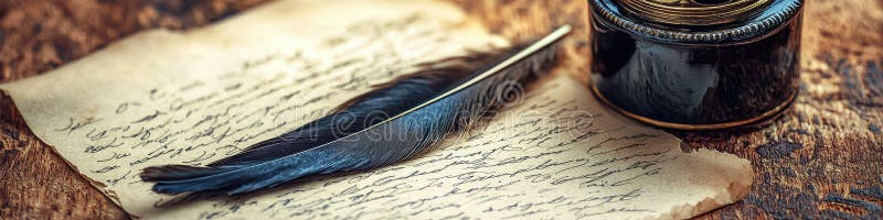 Pen Ink and Papyrus. Selective Focus Stock Photo - Image of note, text ...