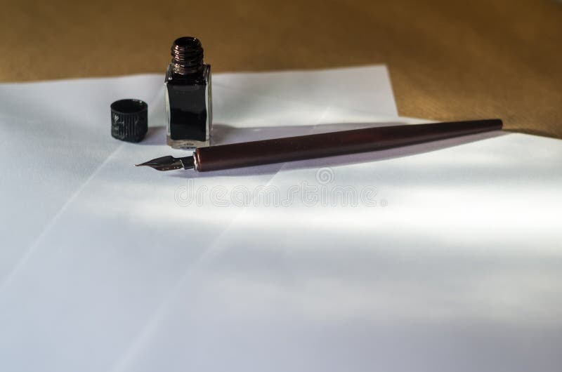 Pen and Ink White Sheets on a Work Table Stock Image - Image of sheets ...